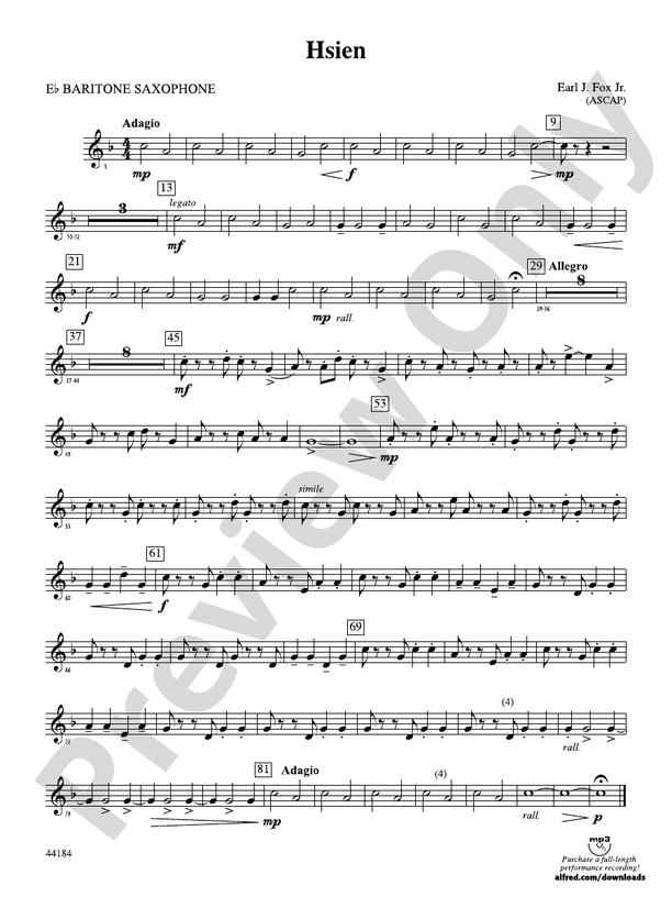Hsien: E-flat Baritone Saxophone: E-flat Baritone Saxophone Part - Digital Sheet Music Download
