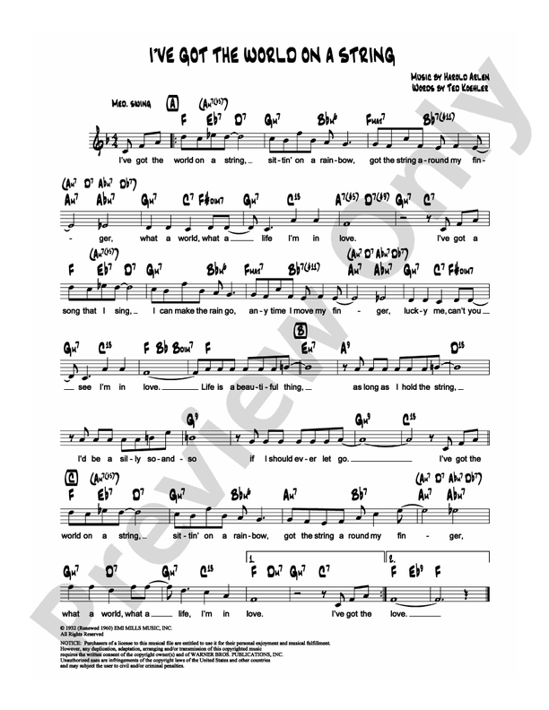 I've Got the World on a String: Lead Sheet: Harold Arlen - Digital ...