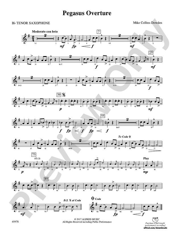 Pegasus Overture: B-flat Tenor Saxophone: B-flat Tenor Saxophone Part - Digital Sheet Music Download