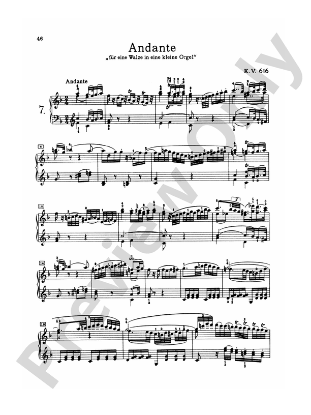 Mozart: Various Piano Pieces: Andante in F Major Part - Digital Sheet ...