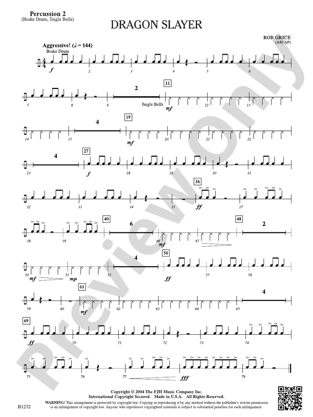 Dragon Slayer: Percussion 2: Percussion 2 Part: Rob Grice - Digital ...