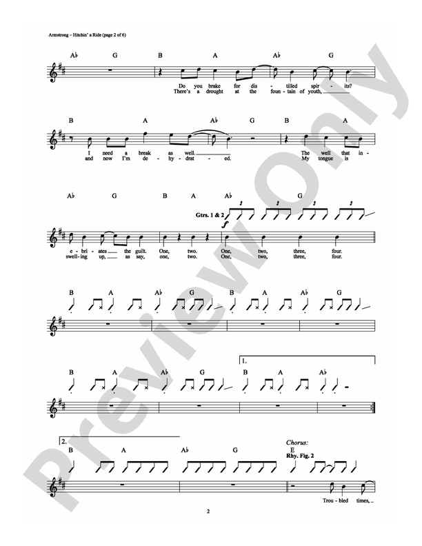 Hitchin' a Ride: Guitar TAB: Green Day - Digital Sheet Music Download