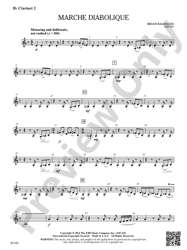 Marche Diabolique: B-flat Clarinet 2: B-flat Clarinet 2 Part: Brian Balmages - Digital Sheet ...