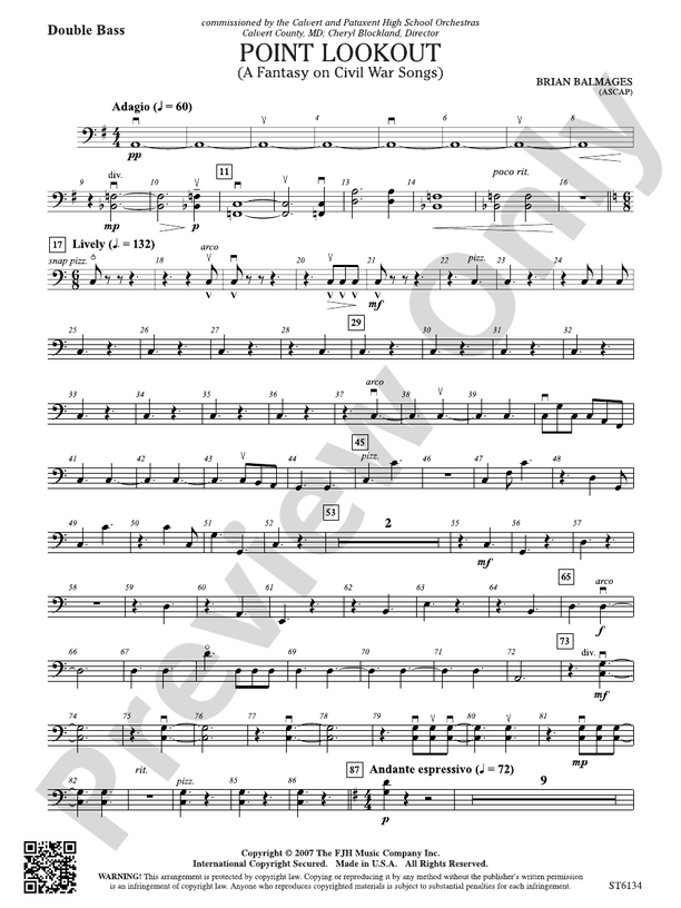 Point Lookout (A Fantasy on Civil War Songs): Double Bass: Double Bass ...