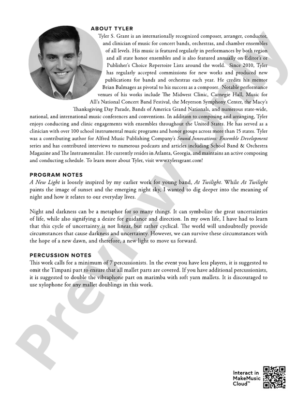 A New Light: Score: Concert Band Score: Tyler S. Grant - Digital Sheet ...
