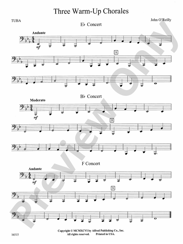 Three Warm-Up Chorales: Tuba: Tuba Part - Digital Sheet Music Download