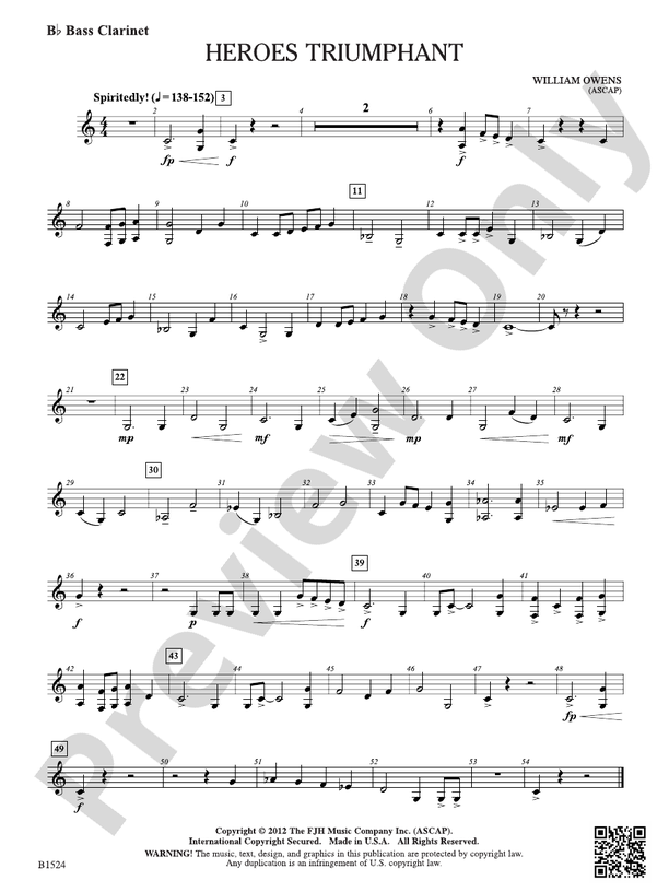Heroes Triumphant: B-flat Bass Clarinet: B-flat Bass Clarinet Part ...