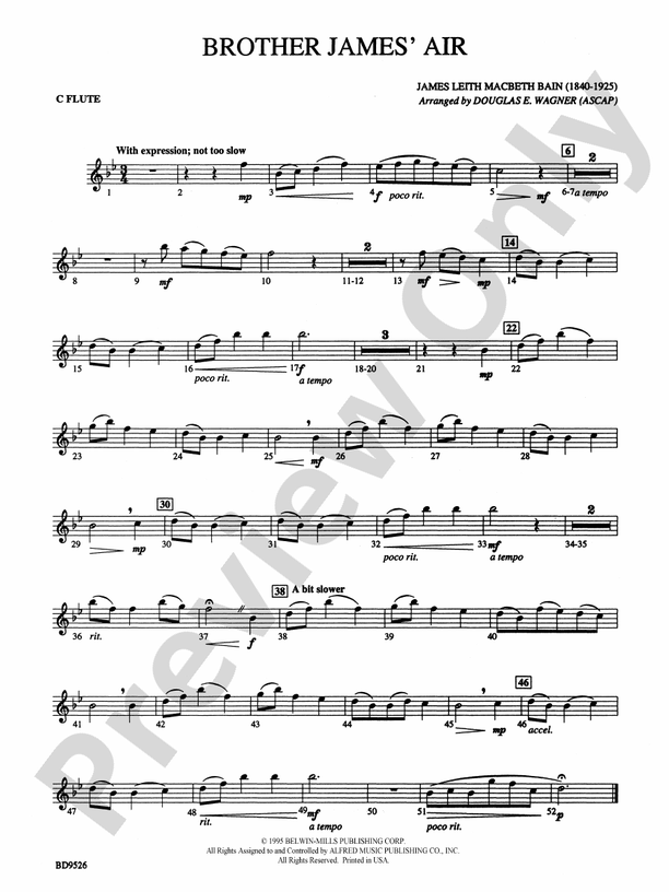 Brother James' Air: Flute: Flute Part - Digital Sheet Music Download