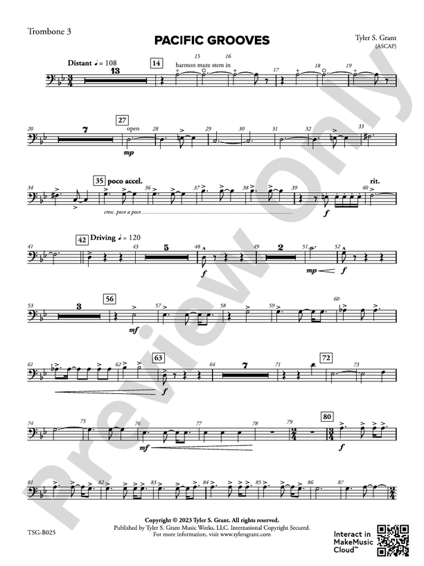 Pacific Grooves: 3rd Trombone: 3rd Trombone Part - Digital Sheet Music Download