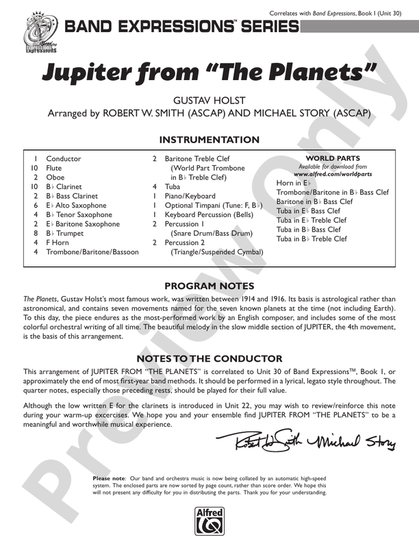 Jupiter (from The Planets): Score: Concert Band Score - Digital Sheet ...