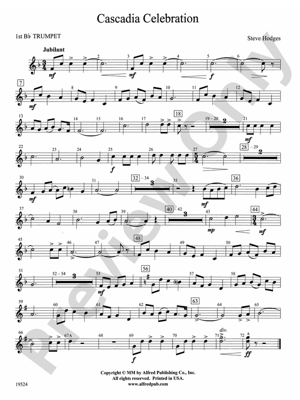 Cascadia Celebration: 1st B-flat Trumpet: 1st B-flat Trumpet Part ...