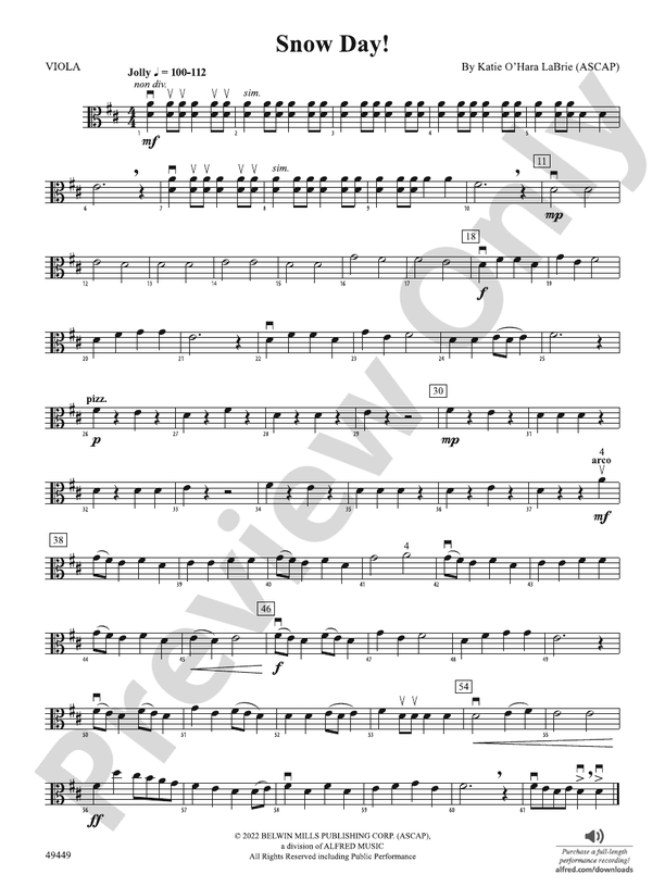 Snow Day: Viola: Viola Part - Digital Sheet Music Download