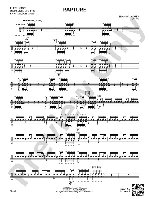 Rapture: 1st Percussion: 1st Percussion Part - Digital Sheet Music Download