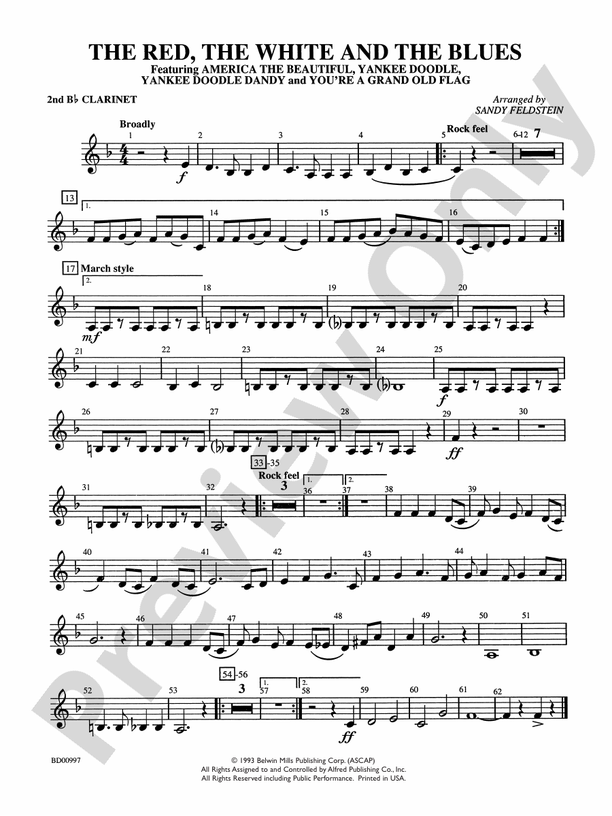 The Red, the White, and the Blues: 2nd B-flat Clarinet: 2nd B-flat ...