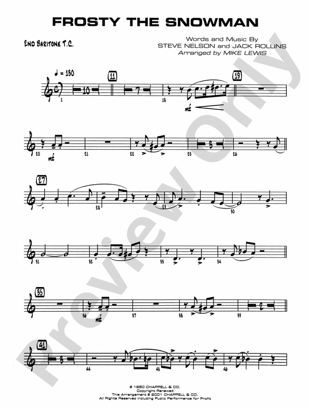 Frosty the Snowman: 2nd Baritone T.C.: 2nd Baritone T.C. Part - Digital ...