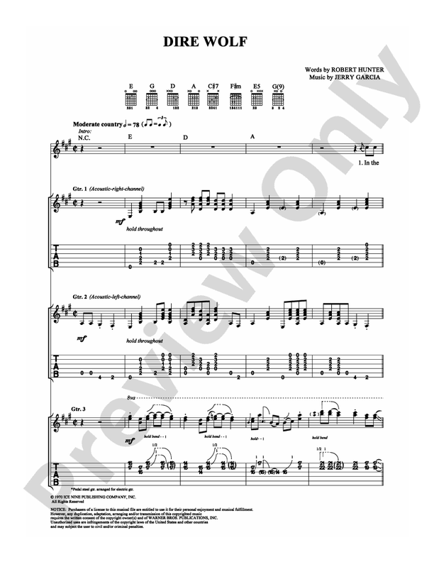 Dire Wolf: Guitar TAB: Grateful Dead - Digital Sheet Music Download