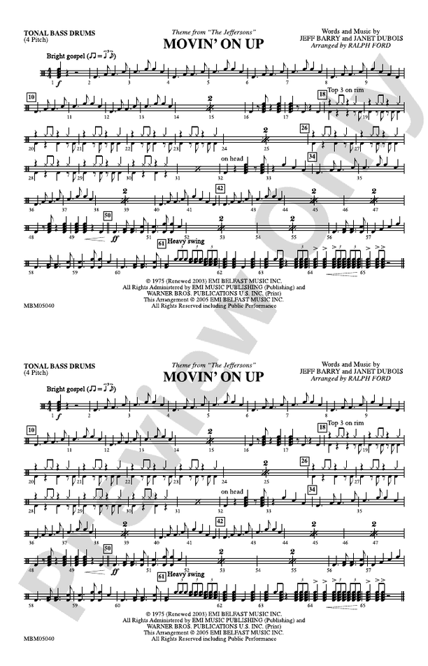 Movin' on Up (Theme from "The Jeffersons"): Tonal Bass Drum: Tonal Bass ...