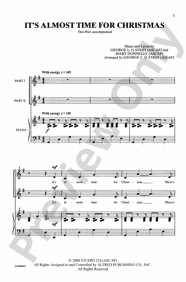 It's Almost Time for Christmas: 2-Part Choral Octavo: Mary Donnelly ...