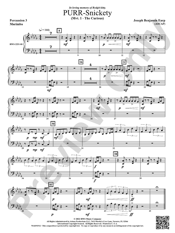 PURR-Snickety - Mvt 1. - The Curious: 3rd Percussion: 3rd Percussion ...