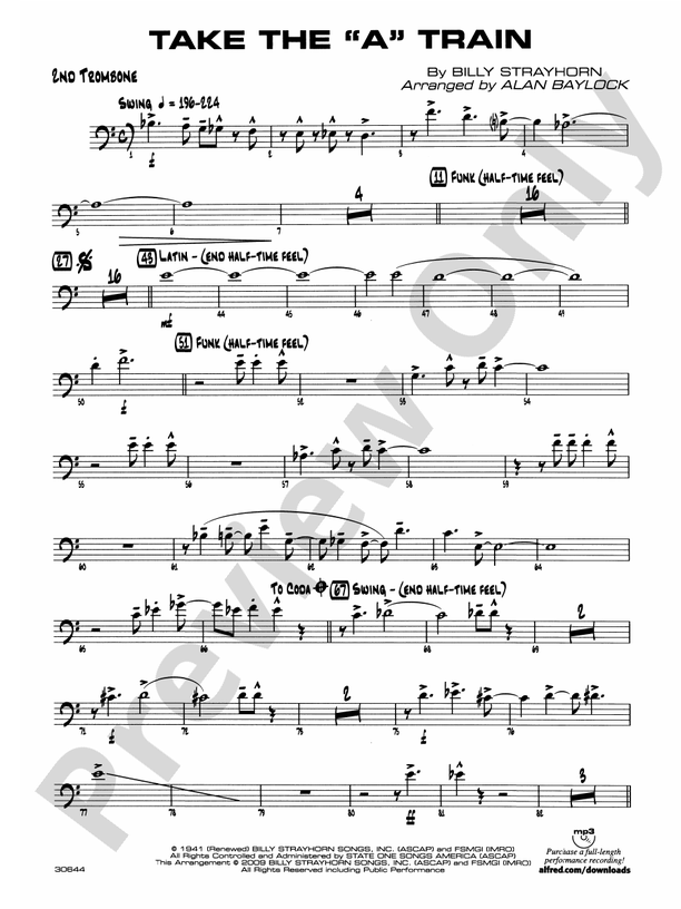 Take the "A" Train: 2nd Trombone: 2nd Trombone Part - Digital Sheet ...