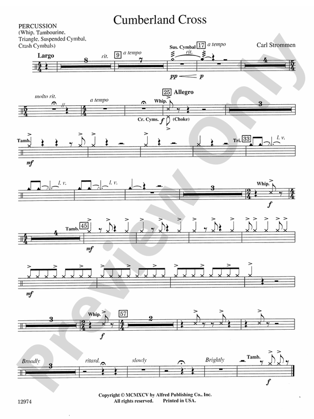 Cumberland Cross: 1st Percussion: 1st Percussion Part - Digital Sheet ...