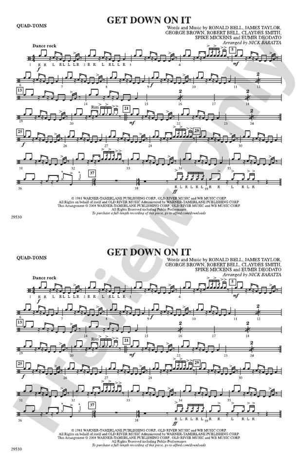 Get Down on It: Quad-Toms: Quad-Toms Part - Digital Sheet Music Download