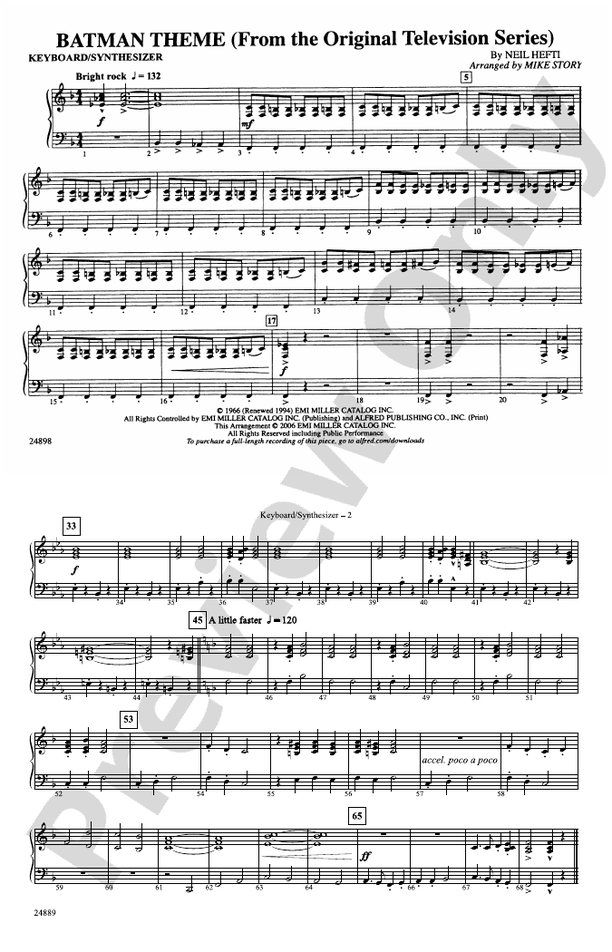 Batman Theme (from the TV Series): Keyboard/Synthesizer: Keyboard ...