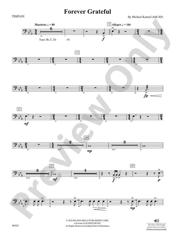 Forever Grateful: Timpani: Timpani Part - Digital Sheet Music Download