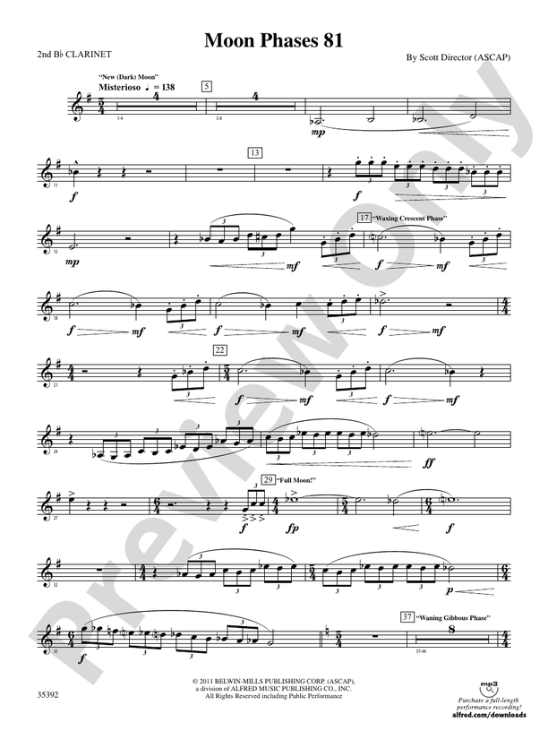 Moon Phases 81: 2nd B-flat Clarinet: 2nd B-flat Clarinet Part - Digital ...