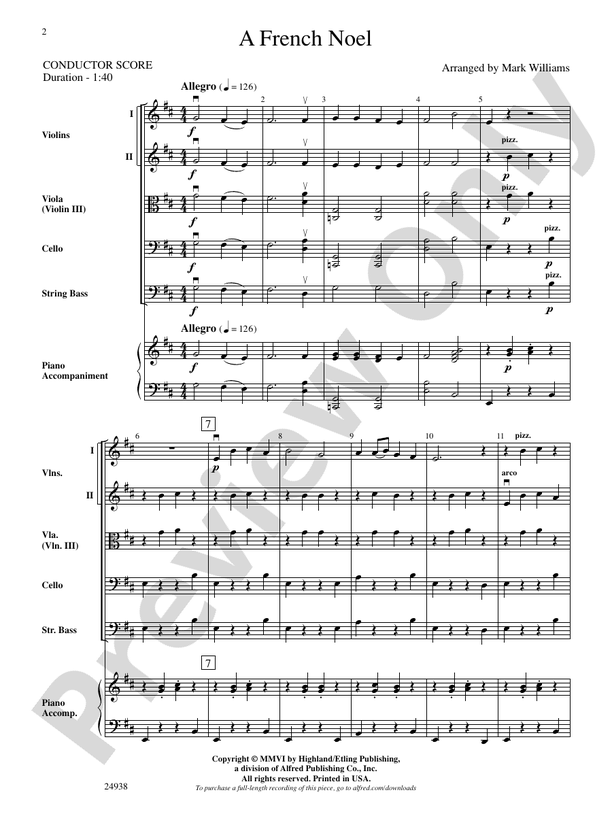A French Noel: Score: String Orchestra Score - Digital Sheet Music Download