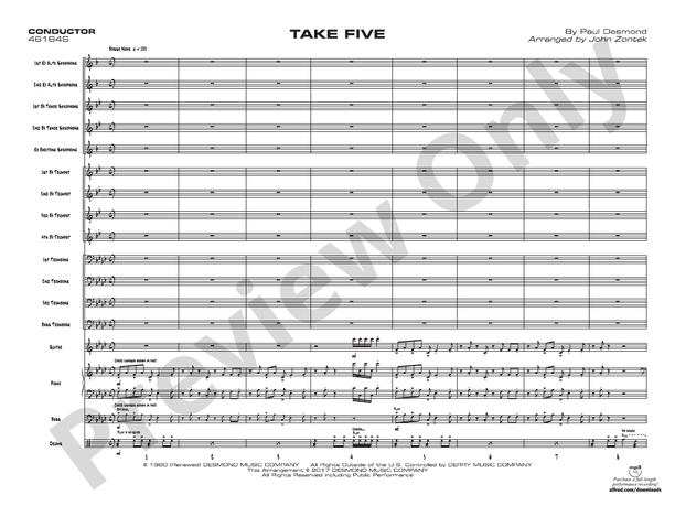 Take Five: Score: Jazz Ensemble Score - Digital Sheet Music Download