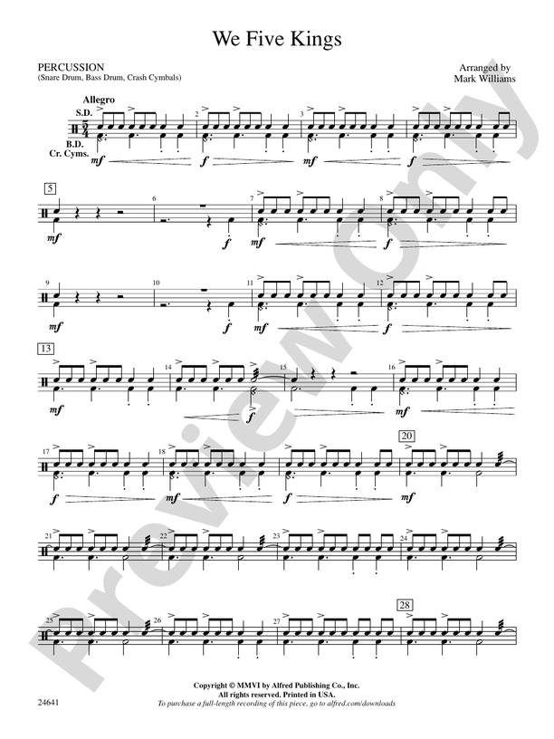 We Five Kings: 1st Percussion: 1st Percussion Part - Digital Sheet ...