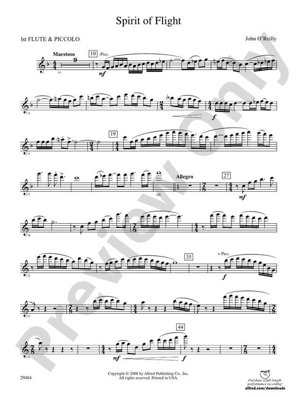 Spirit of Flight: Flute: Flute Part - Digital Sheet Music Download