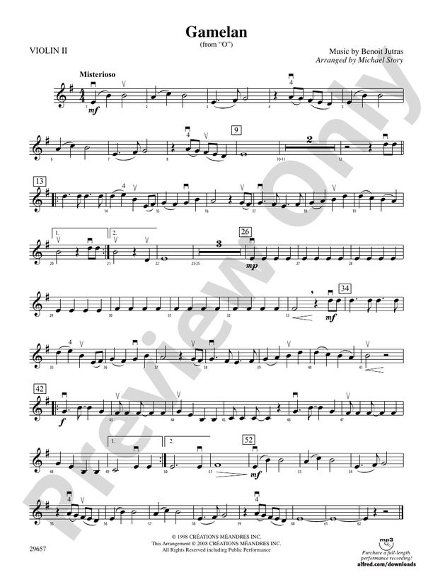 Gamelan (from Cirque du Soleil's "O"): 2nd Violin: 2nd Violin Part - Digital Sheet Music Download