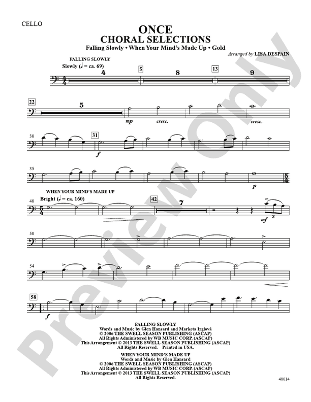 Once: Cello: Cello Part - Digital Sheet Music Download