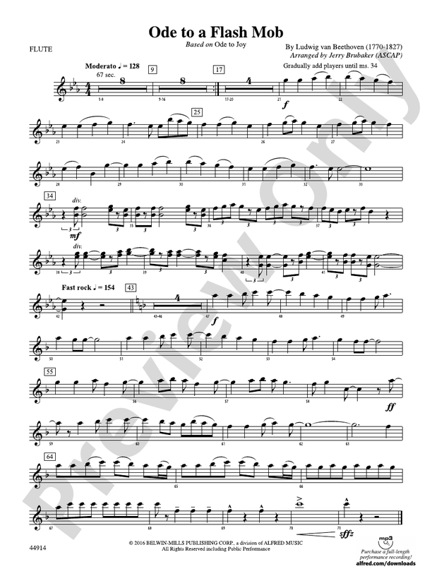 Ode to a Flash Mob: Flute: Flute Part - Digital Sheet Music Download