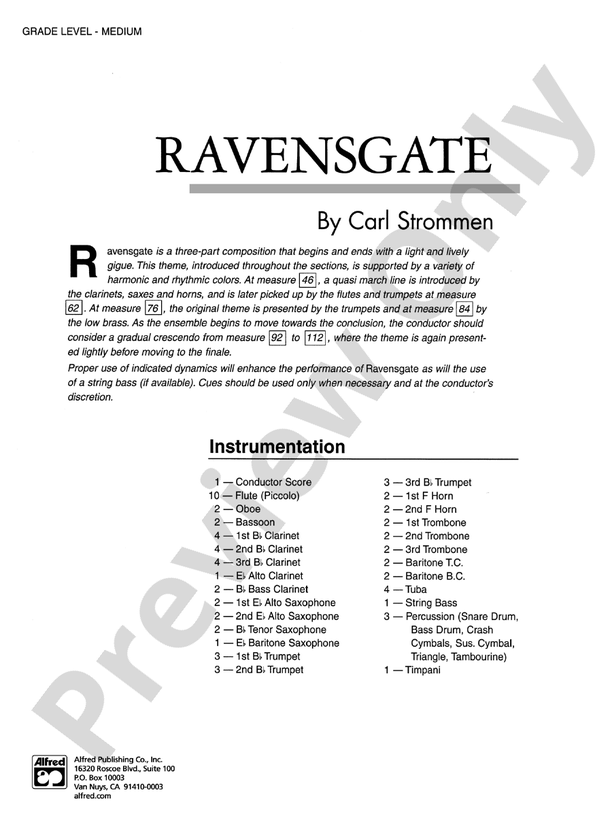 Ravensgate: Concert Band Conductor Score & Parts: Carl Strommen ...