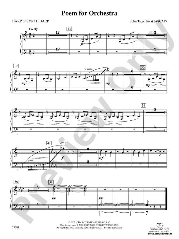 Poem for Orchestra: Harp: Harp Part - Digital Sheet Music Download