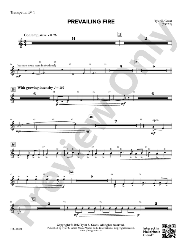 Prevailing Fire: 1st B-flat Trumpet: 1st B-flat Trumpet Part - Digital ...