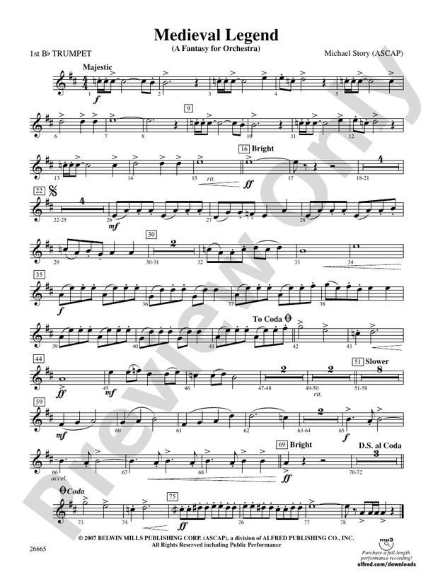 Medieval Legend: 1st B-flat Trumpet: 1st B-flat Trumpet Part - Digital ...