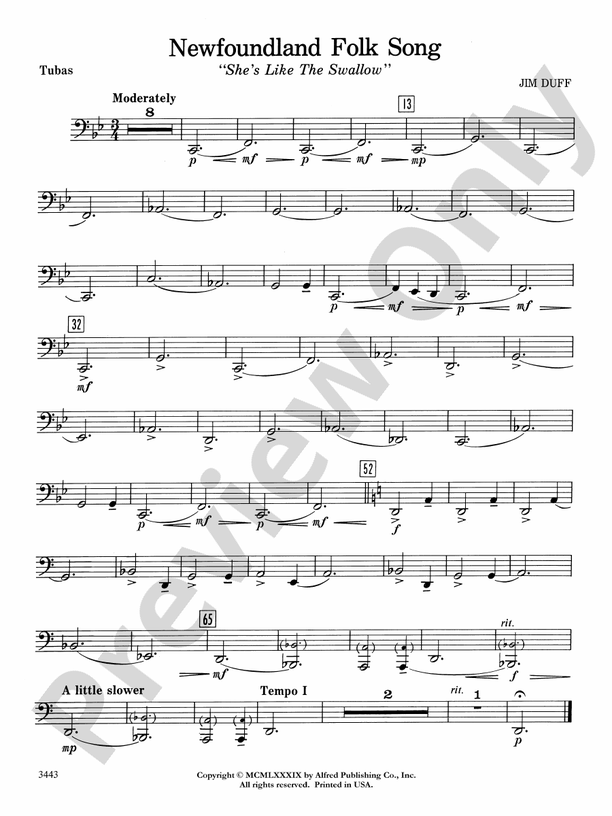 Newfoundland Folk Song: Tuba: Tuba Part - Digital Sheet Music Download