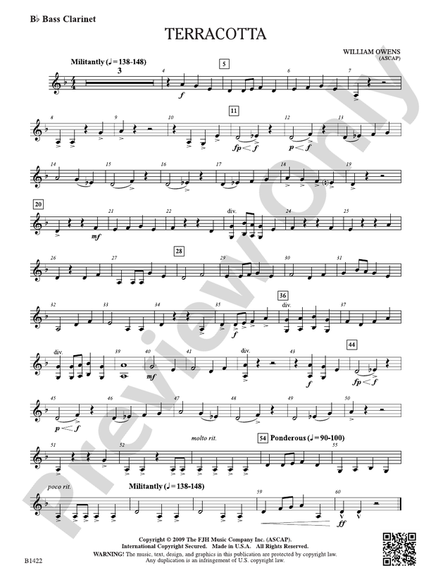 Terracotta: B-flat Bass Clarinet: B-flat Bass Clarinet Part: William ...