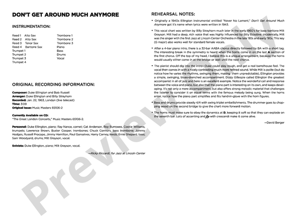 Don't Get Around Much Anymore: Score: Jazz Ensemble Score - Digital ...