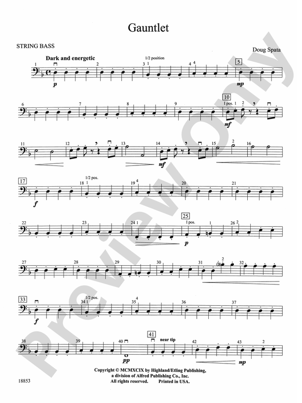 Gauntlet: String Bass: String Bass Part - Digital Sheet Music Download