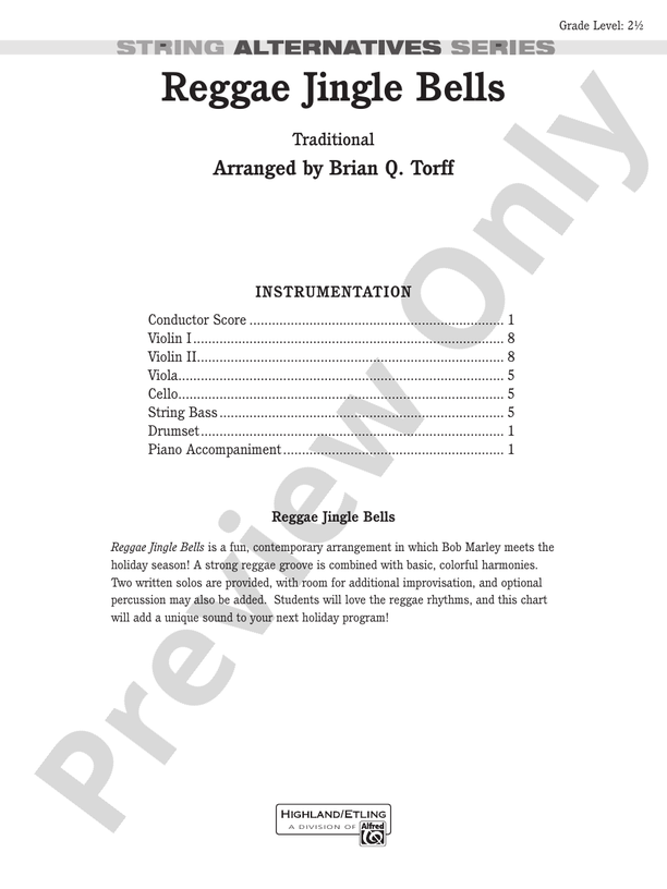 Reggae Jingle Bells: Score: String Orchestra Score - Digital Sheet ...