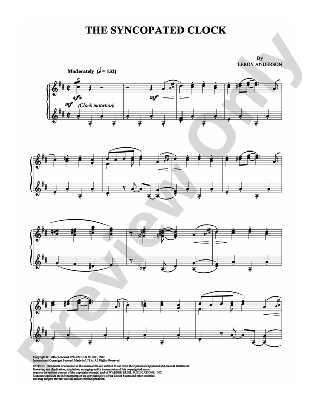 The Syncopated Clock: Piano: Leroy Anderson - Digital Sheet Music Download