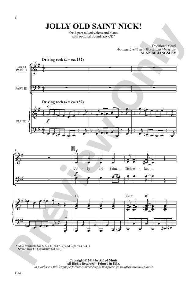 Jolly Old Saint Nick!: 3-Part Mixed Choral Octavo - Digital Sheet Music ...