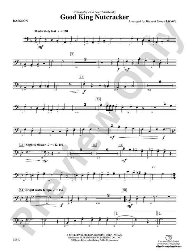 Good King Nutcracker: Bassoon: Bassoon Part - Digital Sheet Music Download