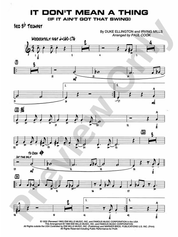 It Don't Mean a Thing (If It Ain't Got That Swing): 3rd B-flat Trumpet ...
