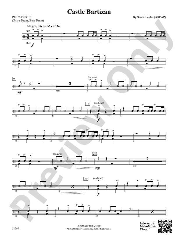 Castle Bartizan: 1st Percussion: 1st Percussion Part - Digital Sheet ...
